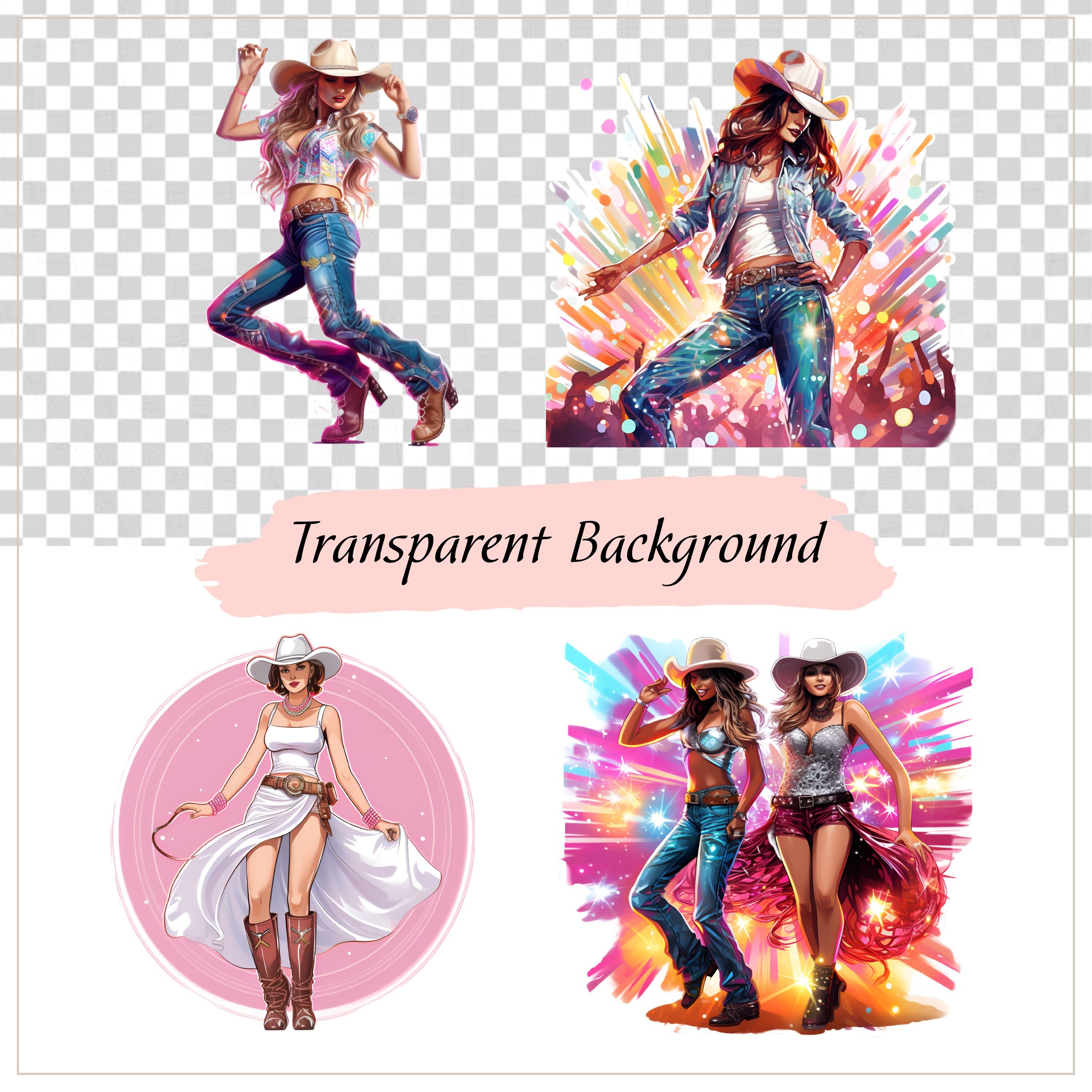 Disco Cowgirl Clipart, Cowgirl Party, Disco Dancer Silhouette, Disco ...