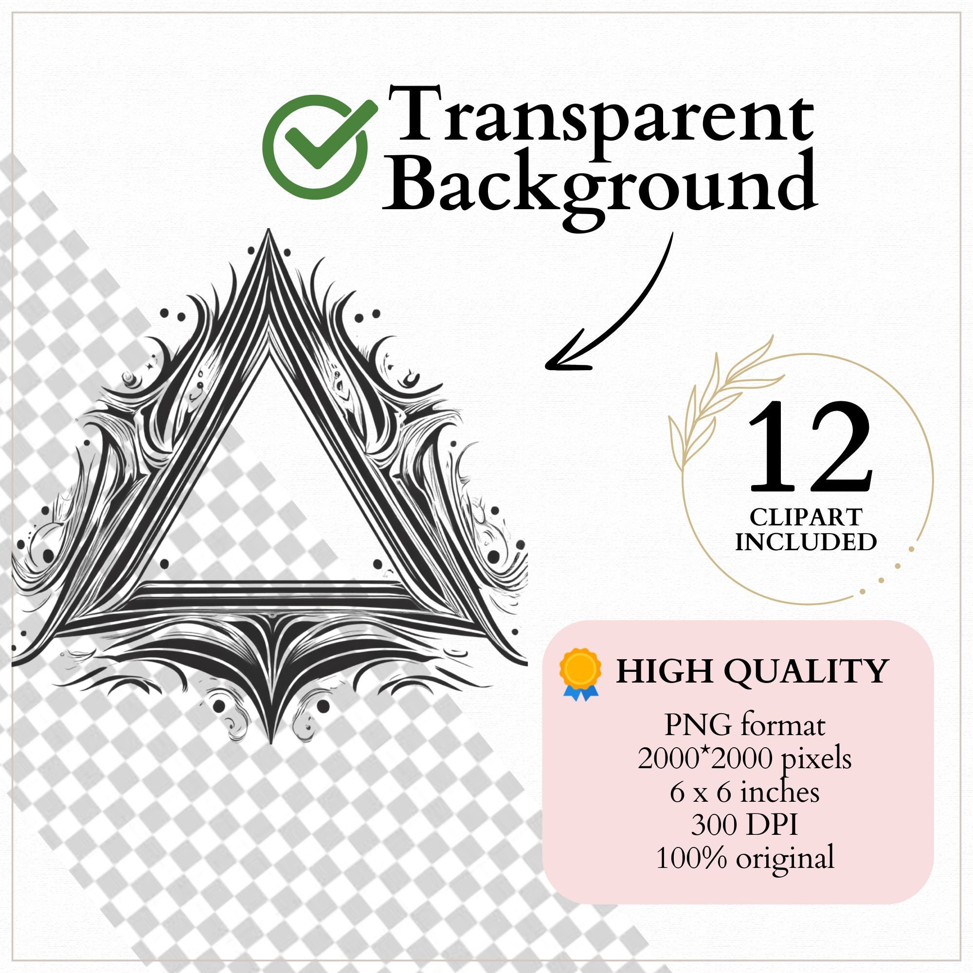 Triangle Frame Clipart, Printable Photo Frame Png, Ornate Picture ...