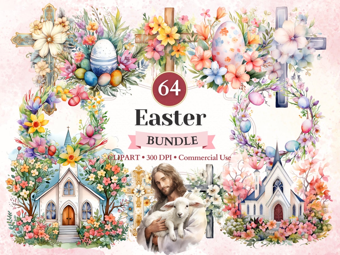 Easter Clipart Bundle, Catholic Icons Digital, He is Risen ...