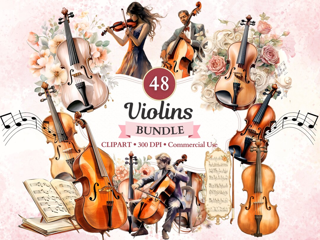 Violins Clipart Bundle, Violin Png, String Instrument, Musical ...
