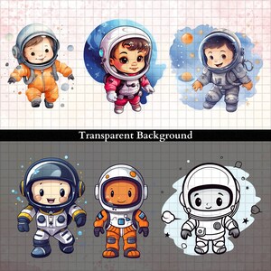 Cute Astronaut Clipart, Watercolor, Kawaii Space, Galaxy Clipart ...