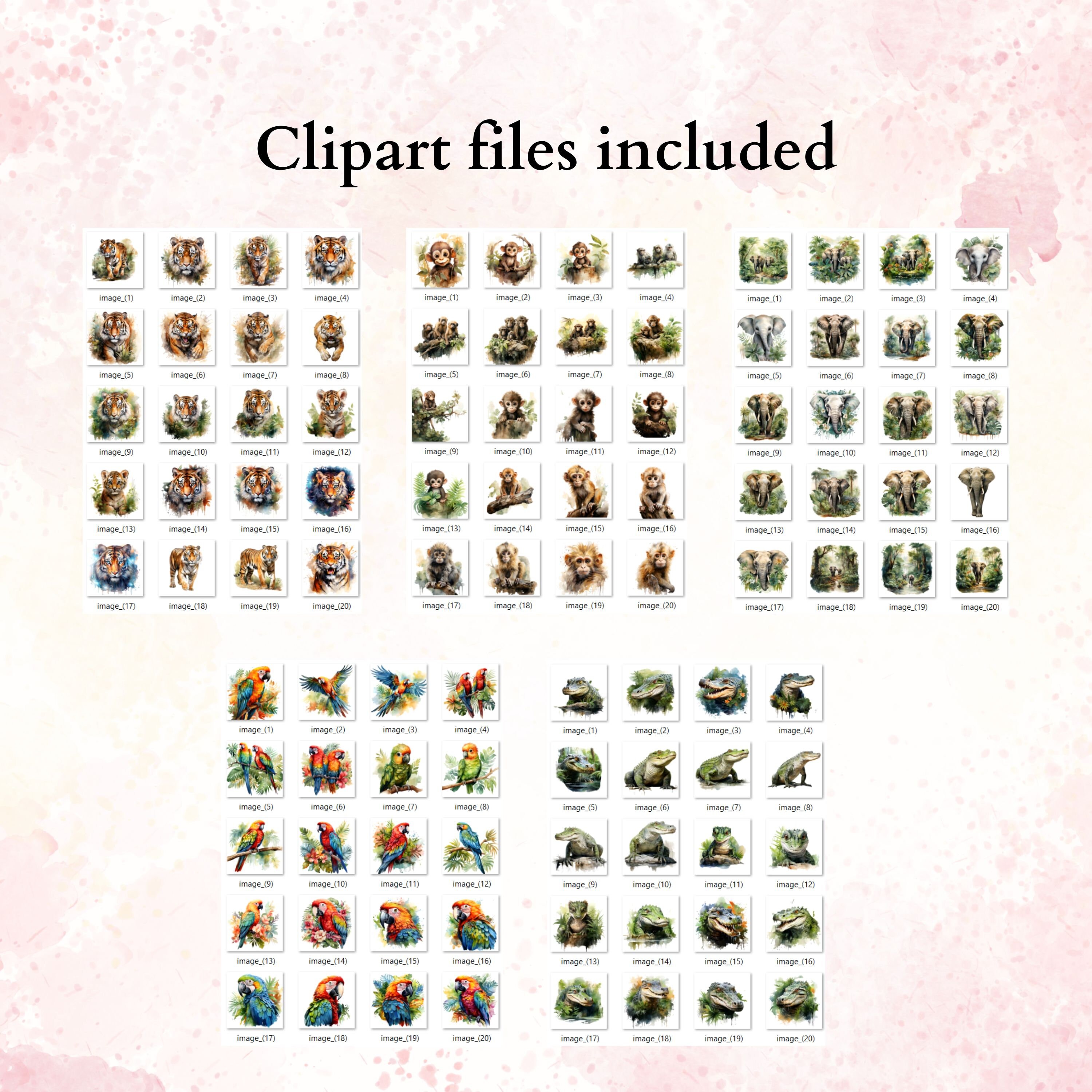 Jungle Animals Clipart Bundle, Forest Animal, Woodland Animal, Jungle ...