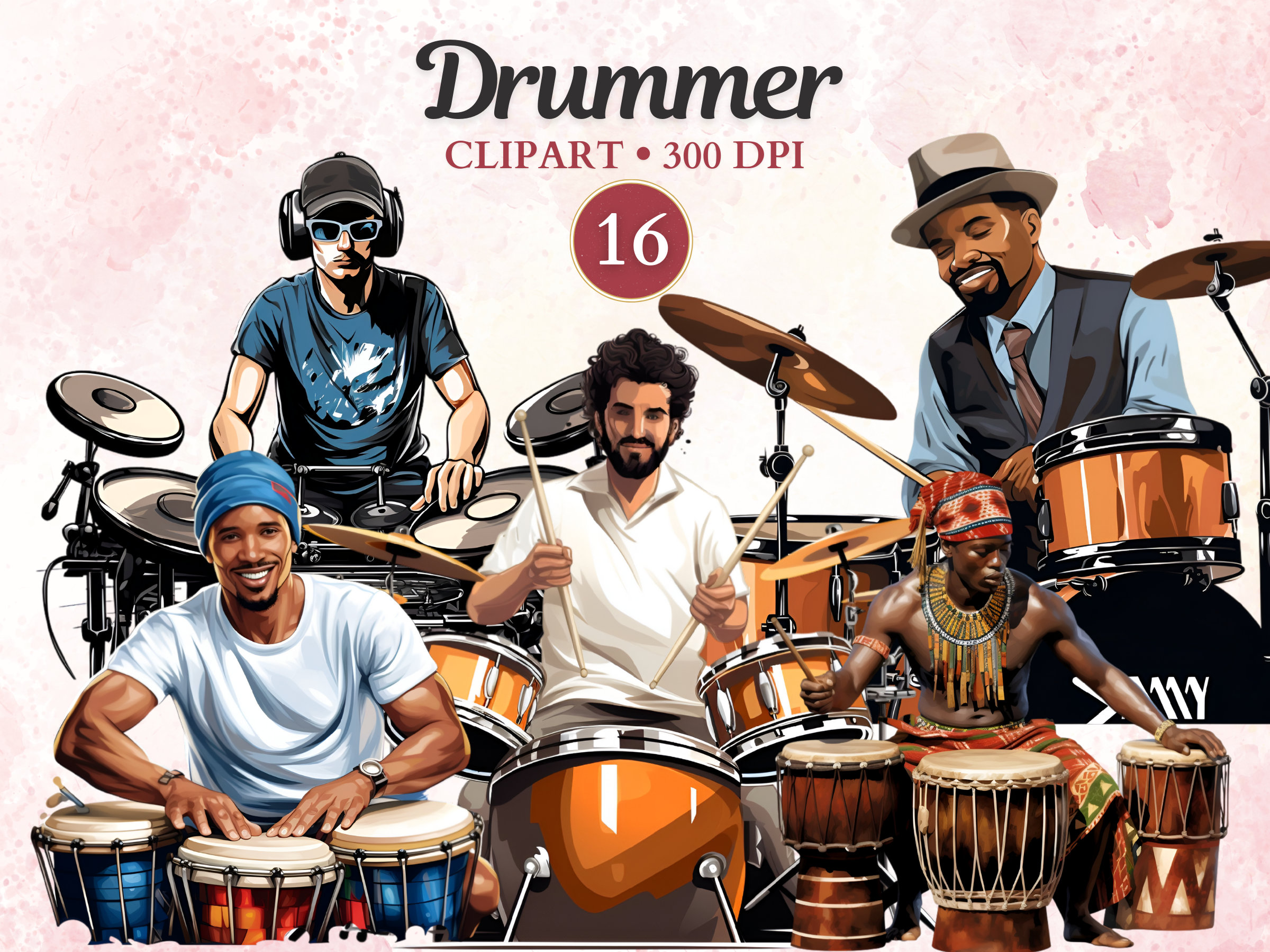 Drummer Clipart, Drummer Png, Drum Set, Drum Vector, Drumsticks, Band ...