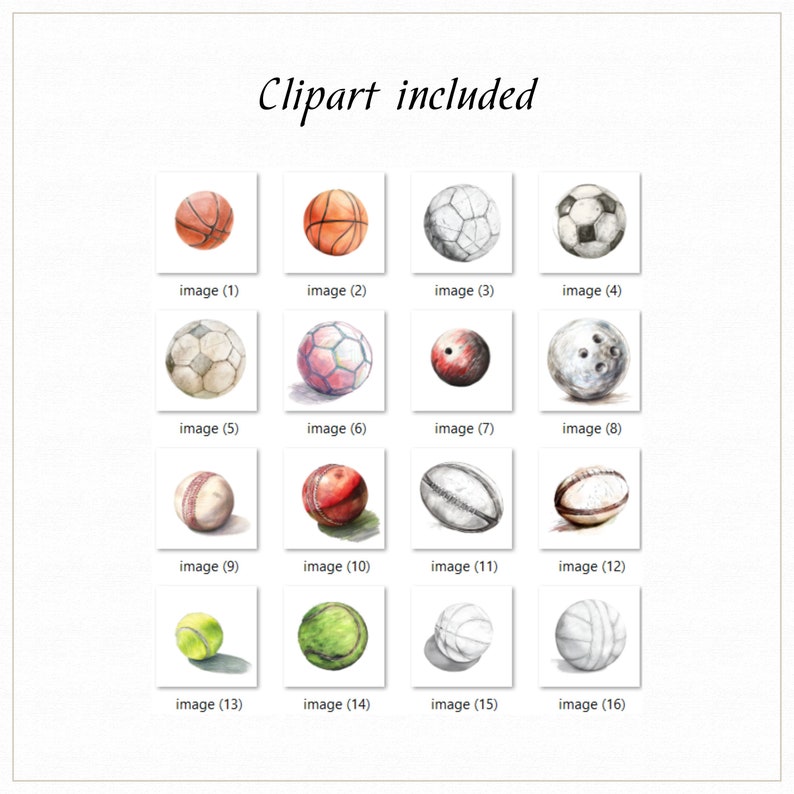 Realistic Sport Ball Clipart, Soccer Ball, Basketball, Baseball, Tennis ...