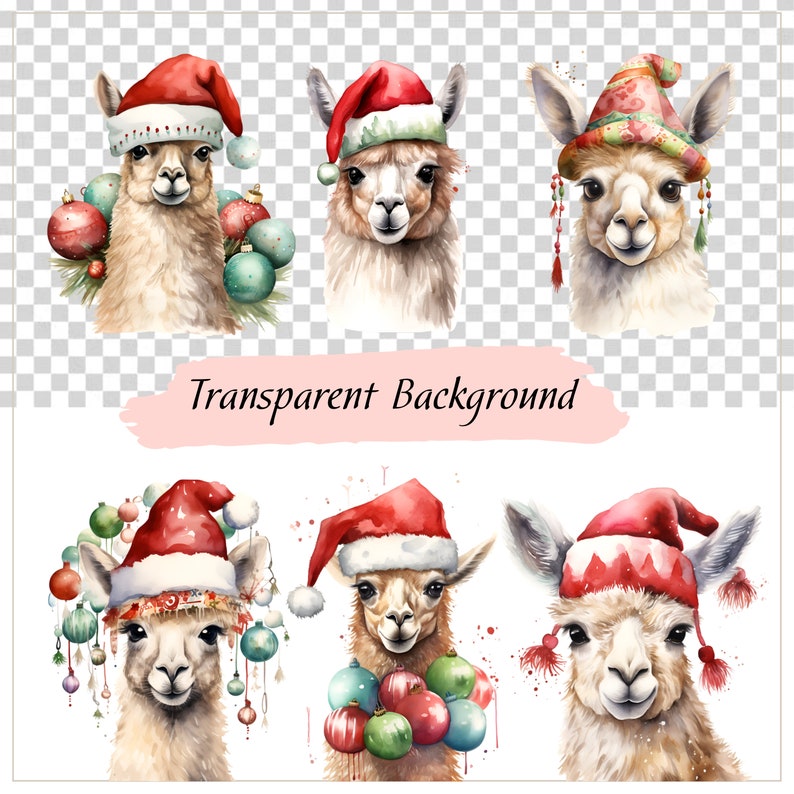 Christmas Llama Clipart, Llama Png, Cute Alpaca, Cute Animal Clipart ...