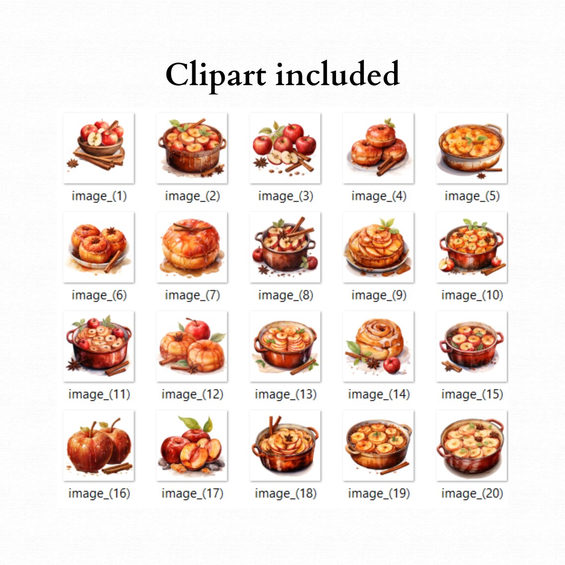 Cinnamon Apple Clipart, Apple Harvest, Dessert Set, Delicious Dessert ...