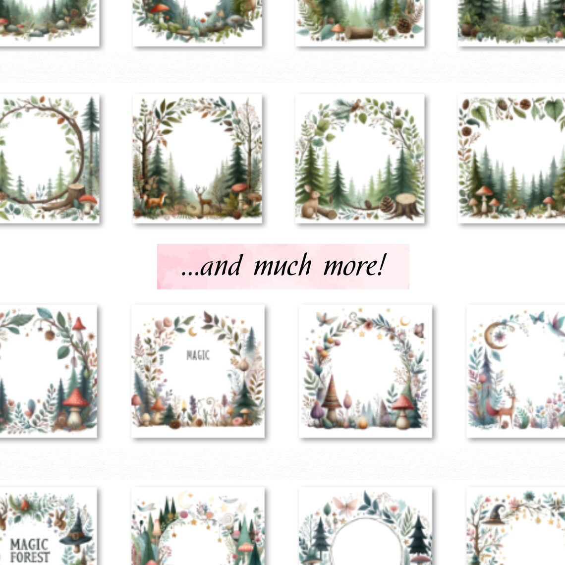 Forest Frames Clipart Bundle, Enchanted Forest, Printable Greenery ...