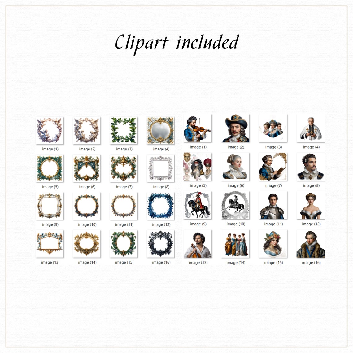 Baroque Clipart Bundle, Baroque Png, Rococo Png, Frame Png, Border ...