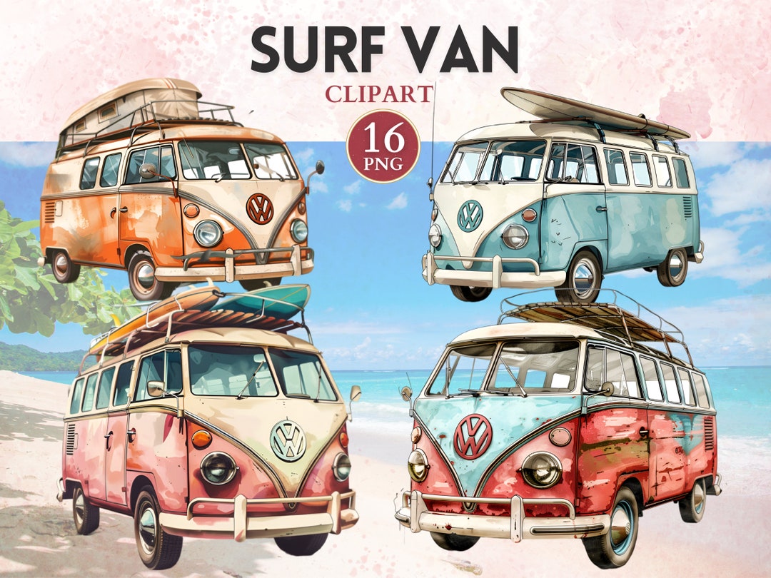 Surf Van Clipart, Surf Png, Surfing Graphics, Surfboard Png, Surfer ...