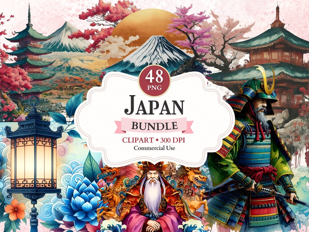 Japan Culture Clipart Bundle, Japanese Lantern, Samurai Warrior, Asian ...