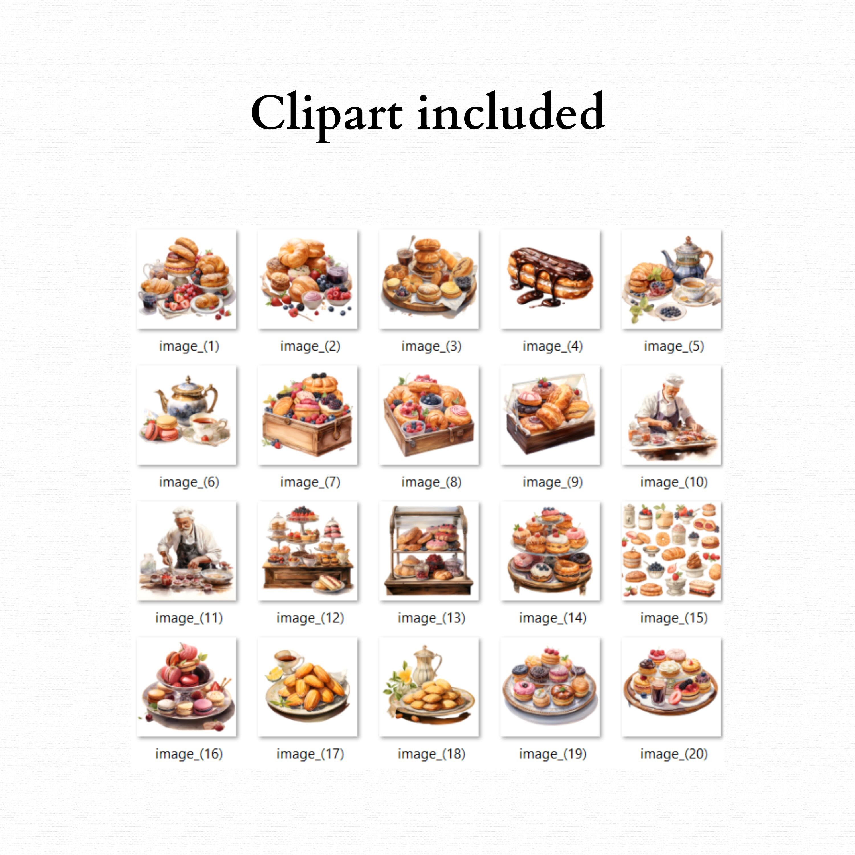 French Pastries Clipart French Bakery Clipart French Sweets Pastry