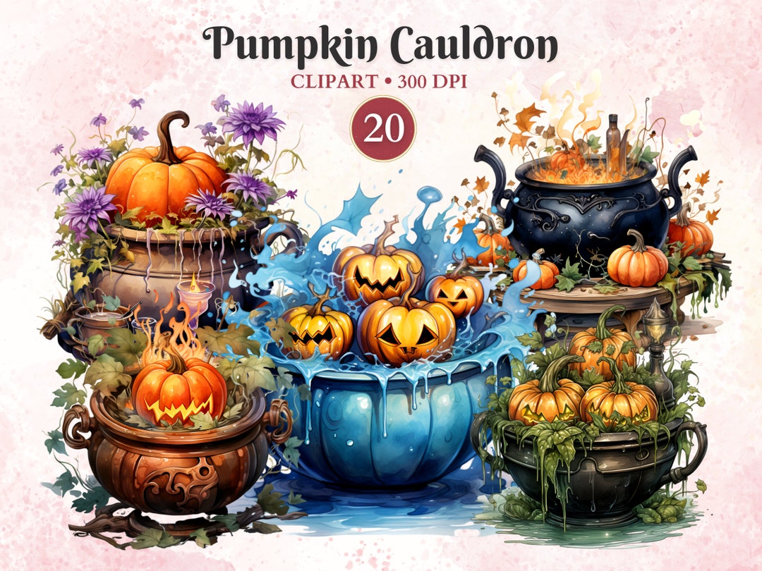 Pumpkin Cauldron Clipart Pumpkin Clipart Halloween Night - Etsy