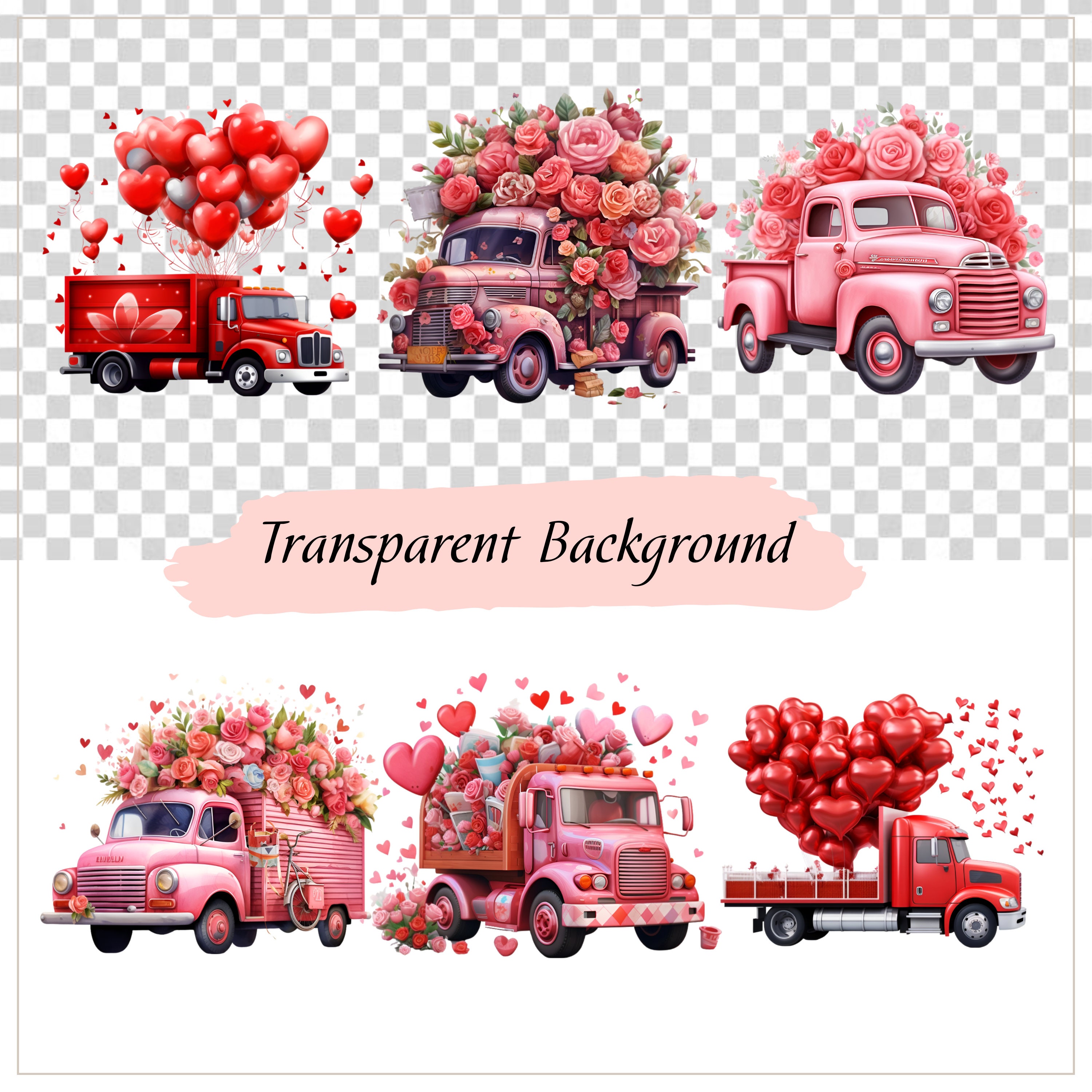 Valentine Truck Clipart, Romantic Png, Valentines Day Png, Celebration ...