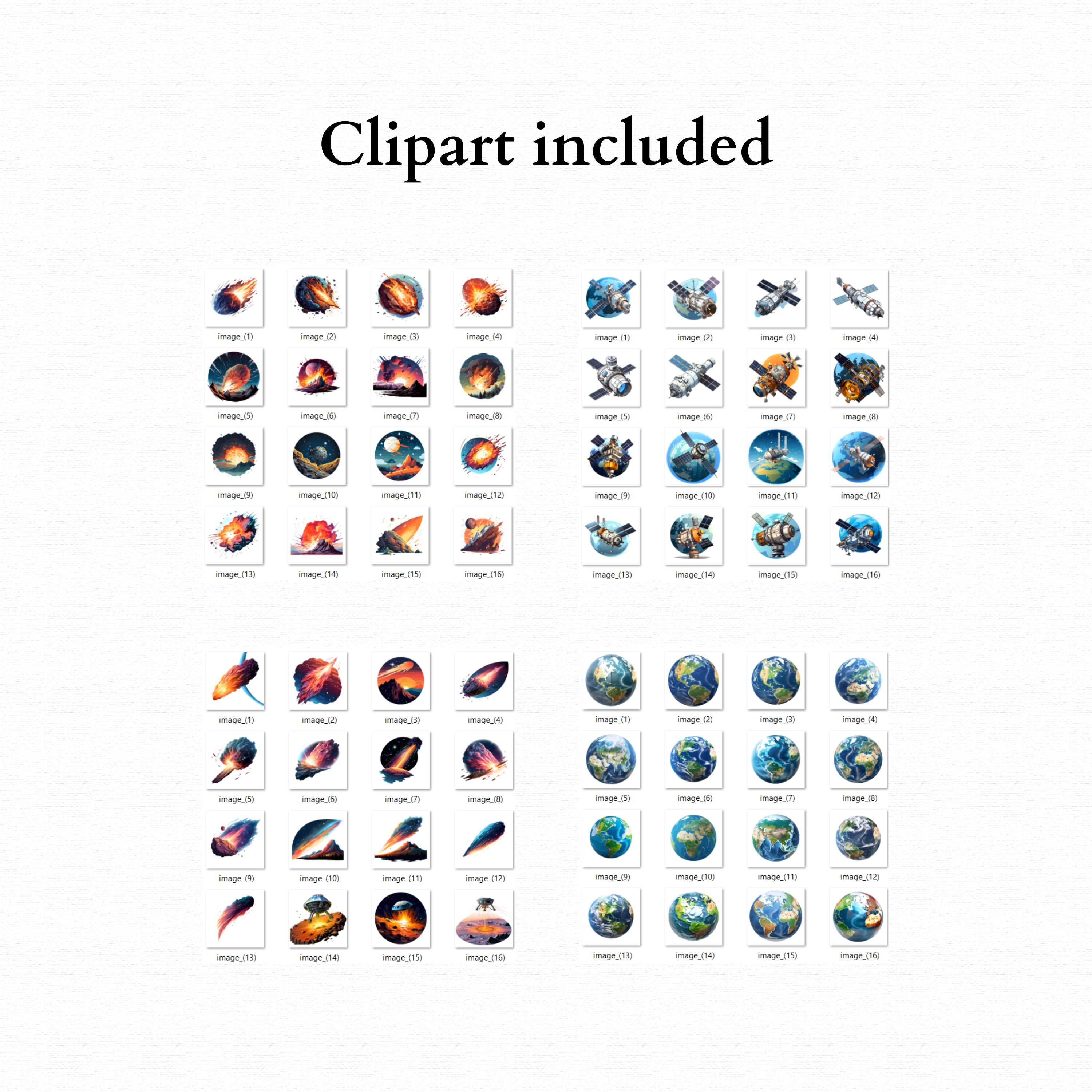 Galaxy Elements Clipart Bundle Set Space Clipart Meteor - Etsy