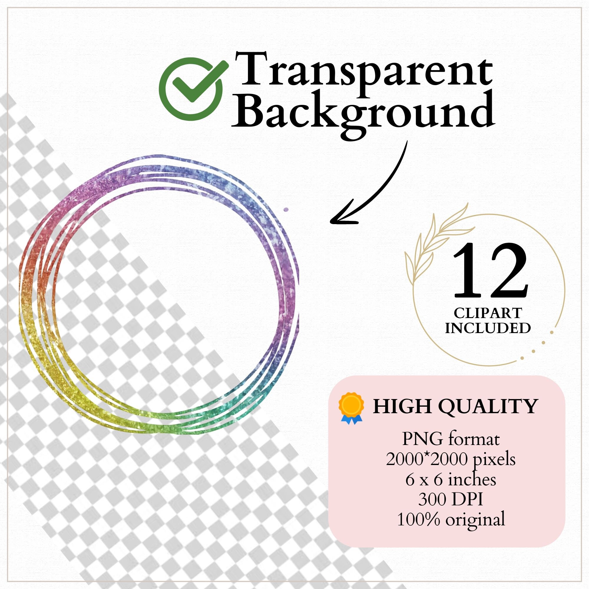 Rainbow Glitter Frame Clipart, Printable Gold Photo Frames Png, Picture ...