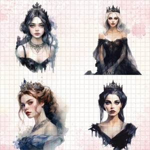 Gothic Princess Clipart, Watercolor, Magical, Dark, Whimsical, Fairy ...