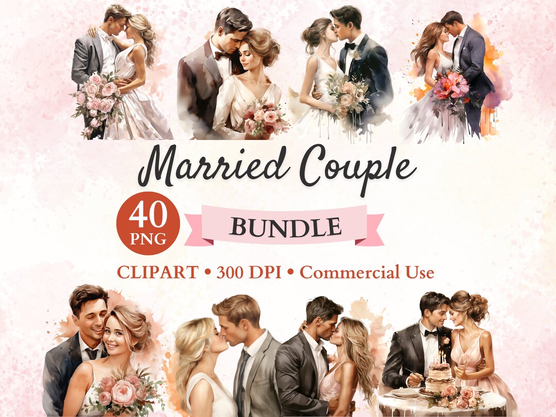 Married Couple Clipart Bundle, Wedding Set Clipart, Romantic Clipart ...
