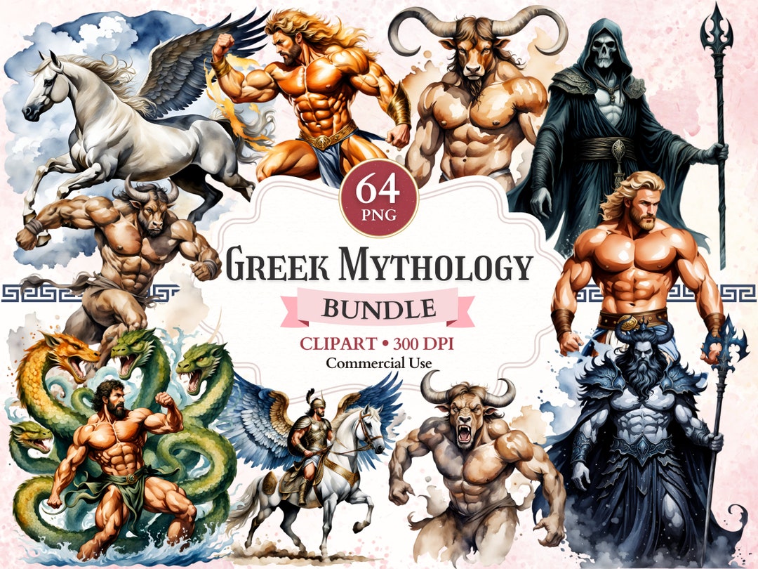 Greek Mythology Clipart Bundle, Whimsical Wonder, Mythical Creatures ...