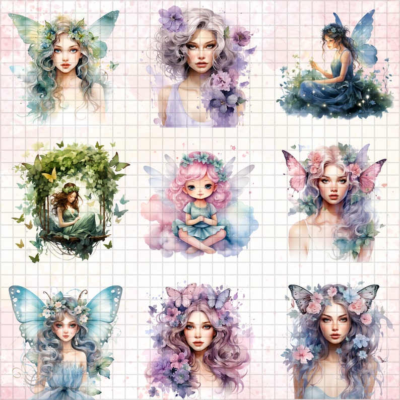Magical Fairy Clipart Bundle Beautiful Fairies Fairytale - Etsy