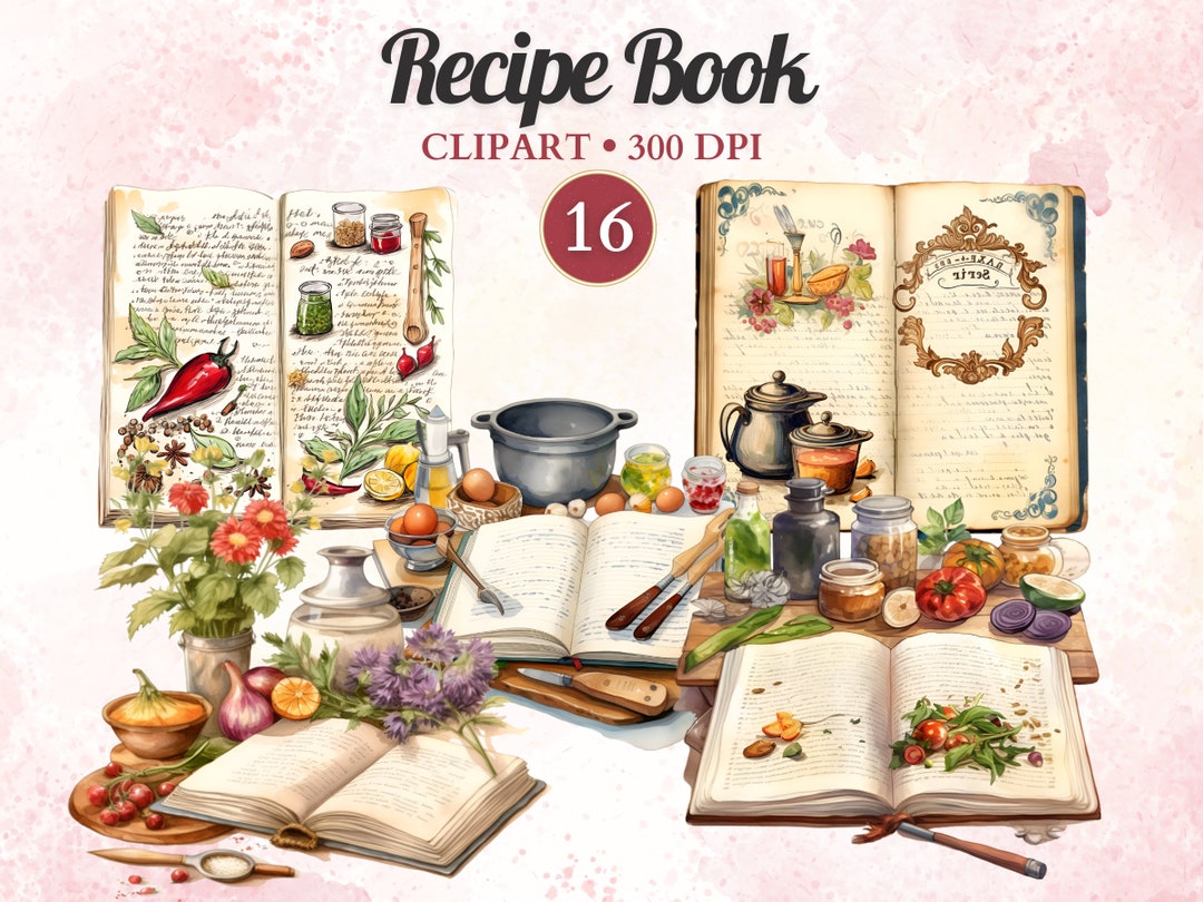 Recipe Book Clipart, Cookbook Clipart, Cooking Clipart, Kitchen Clipart ...