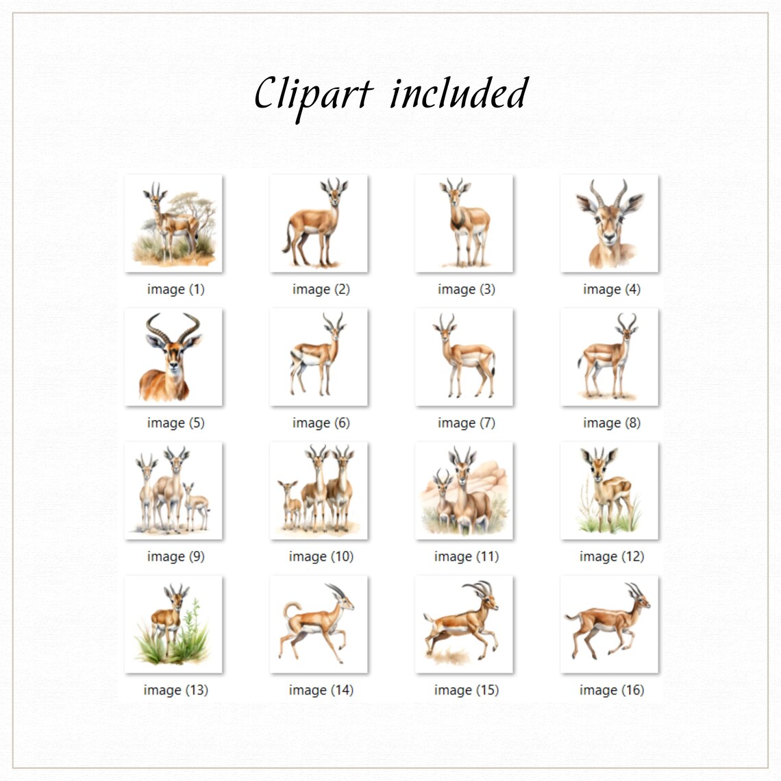 Gazelle Clipart, Gazelle Png, Gazelle Silhouette, Watercolor Safari ...