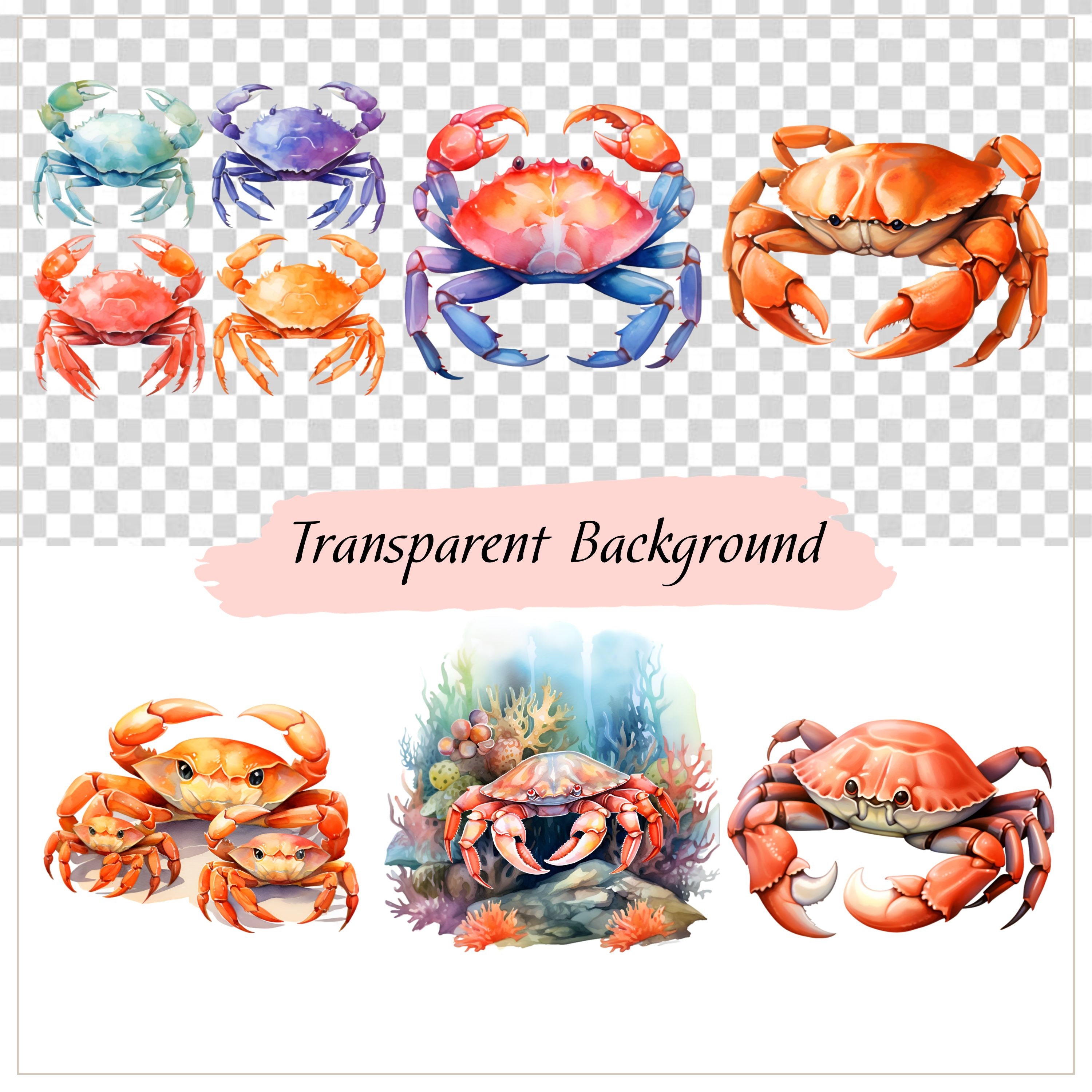 Crab Clipart, Crab Png, Fish Clipart, Fish Silhouette, Fish Vector, Sea ...