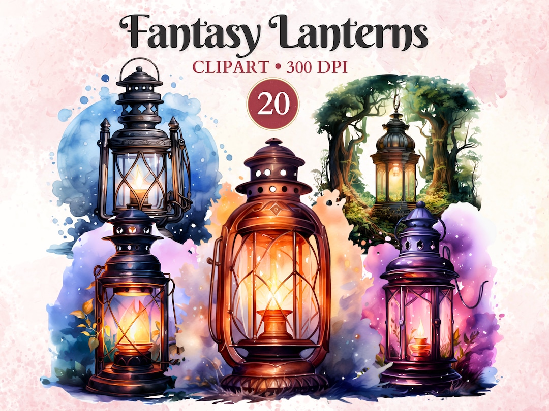 Fantasy Lanterns Clipart, Watercolor, Lantern Png, Garden, Haunted ...