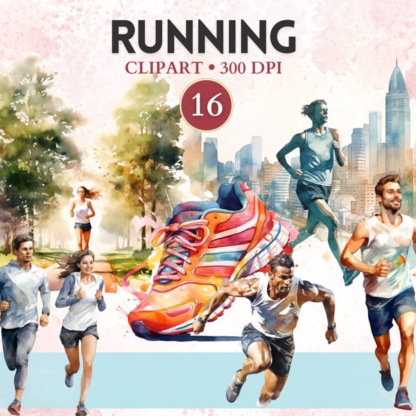 Running Clipart and Paper - Etsy