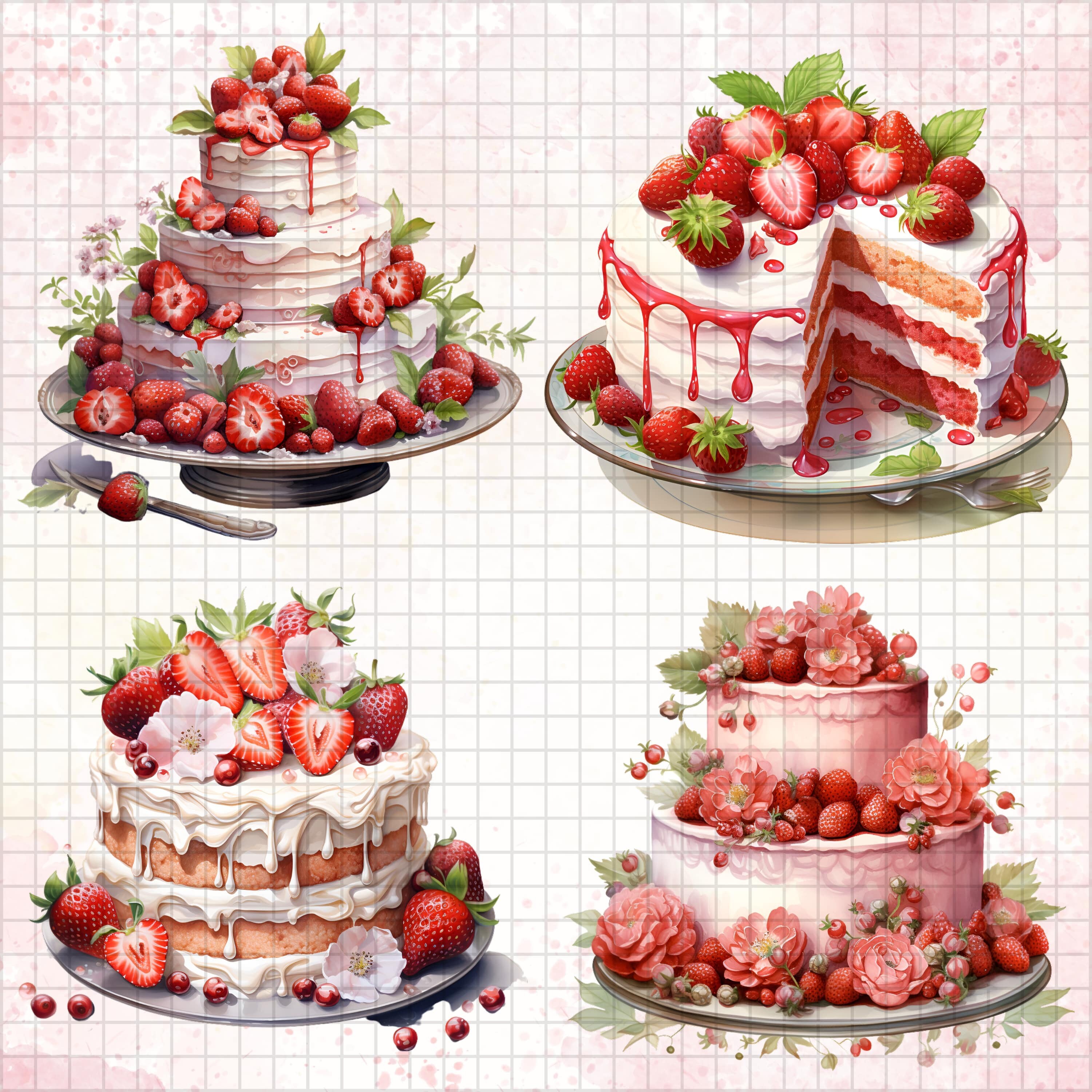 Strawberry Cake Clipart, Birthday Party Png, Dessert, Sweet Food ...
