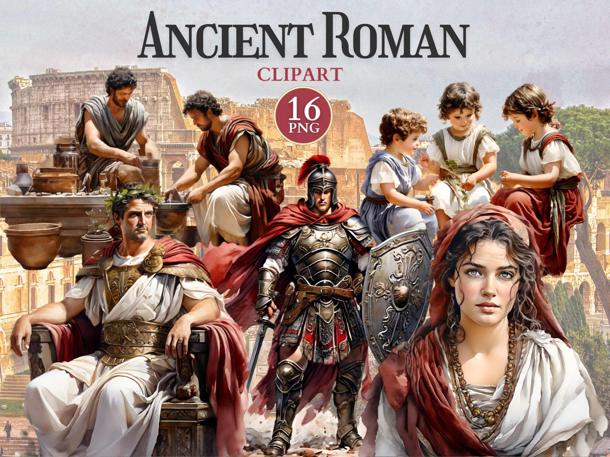 Ancient Roman Clipart, Ancient Rome Clipart, Roman Emperor, Colosseum ...