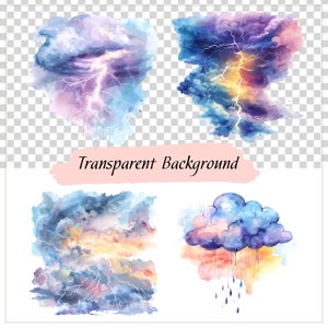 Storm Clipart, Rainy Day, Cloud Watercolor, Kawaii Weather, Cloud Png ...