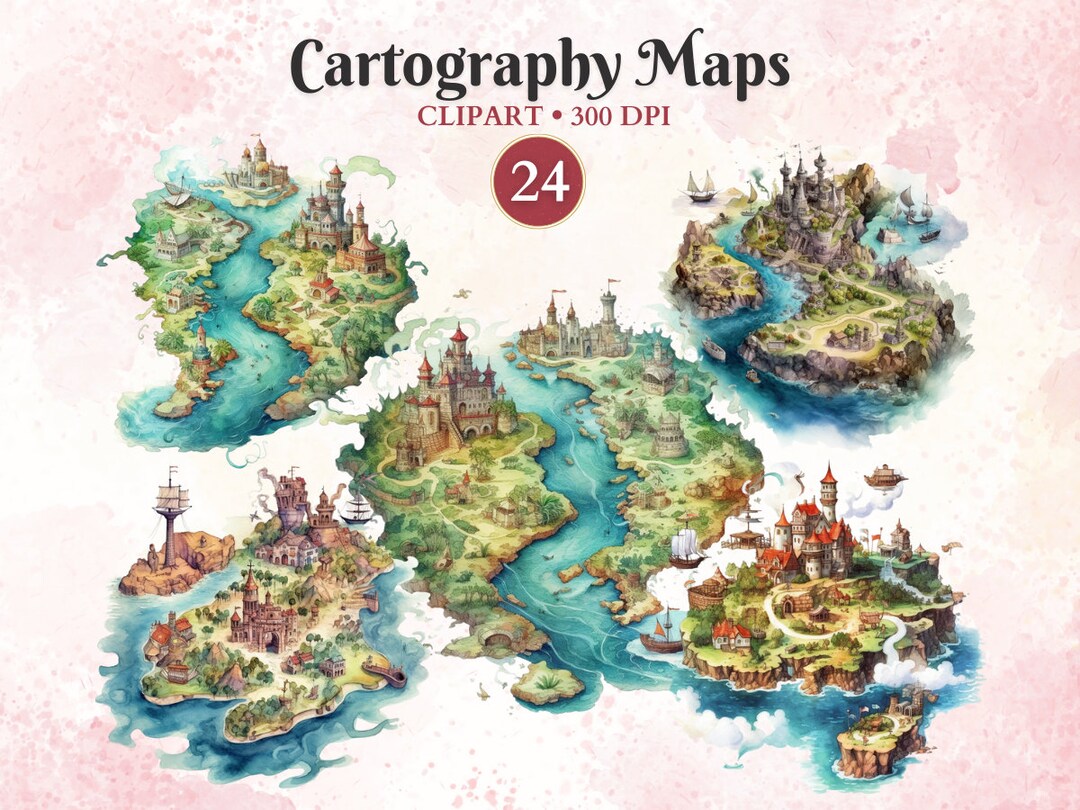 Cartography Maps Clipart Map Illustration Landscape Art - Etsy