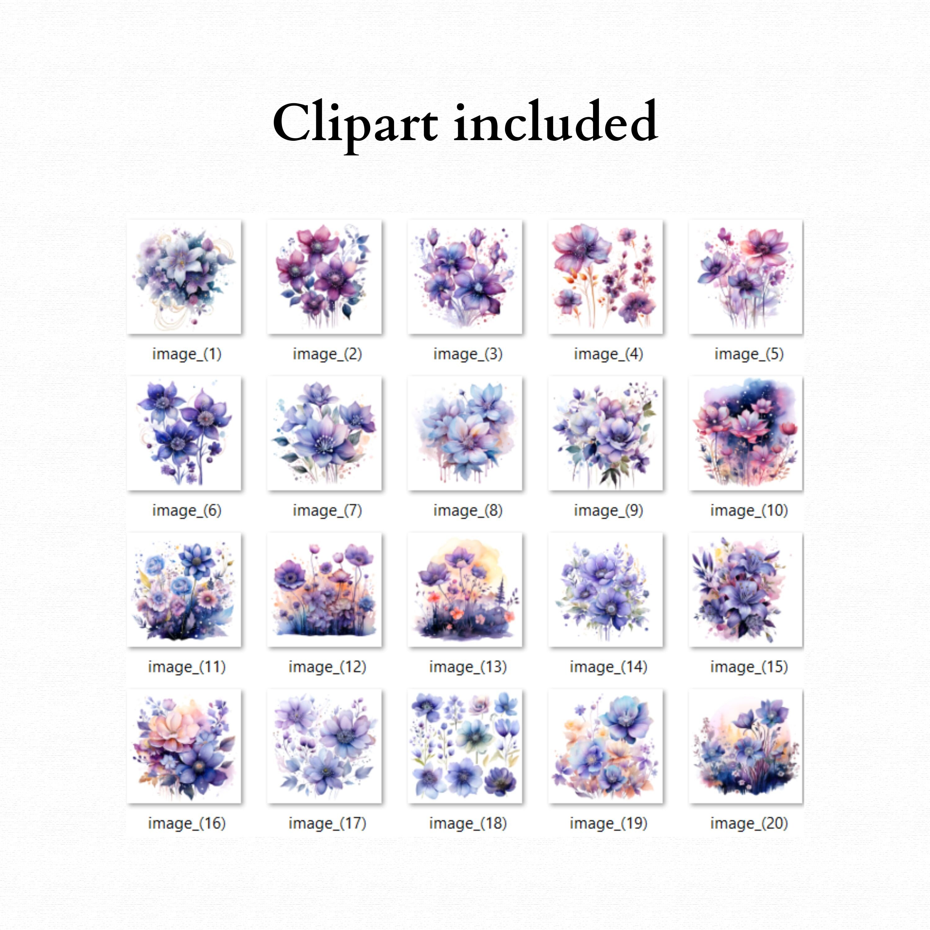 Galaxy Flowers Clipart, Watercolor Flowers, Magic Galaxy Clipart ...
