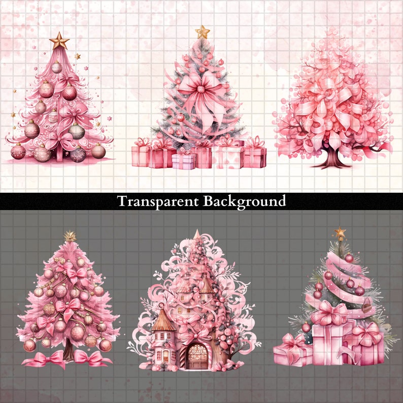Pink Christmas Tree Clipart, Pink Christmas, Winter Clipart, Light Pink ...