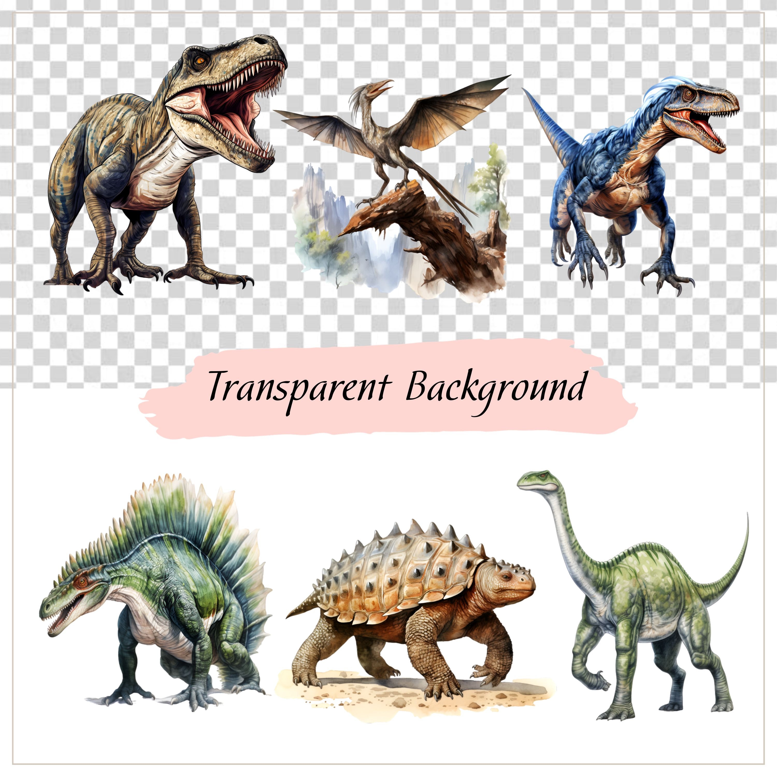 Dinosaur Clipart Bundle, Dinosaur Png, Dino Png, Dinosaur Silhouette ...