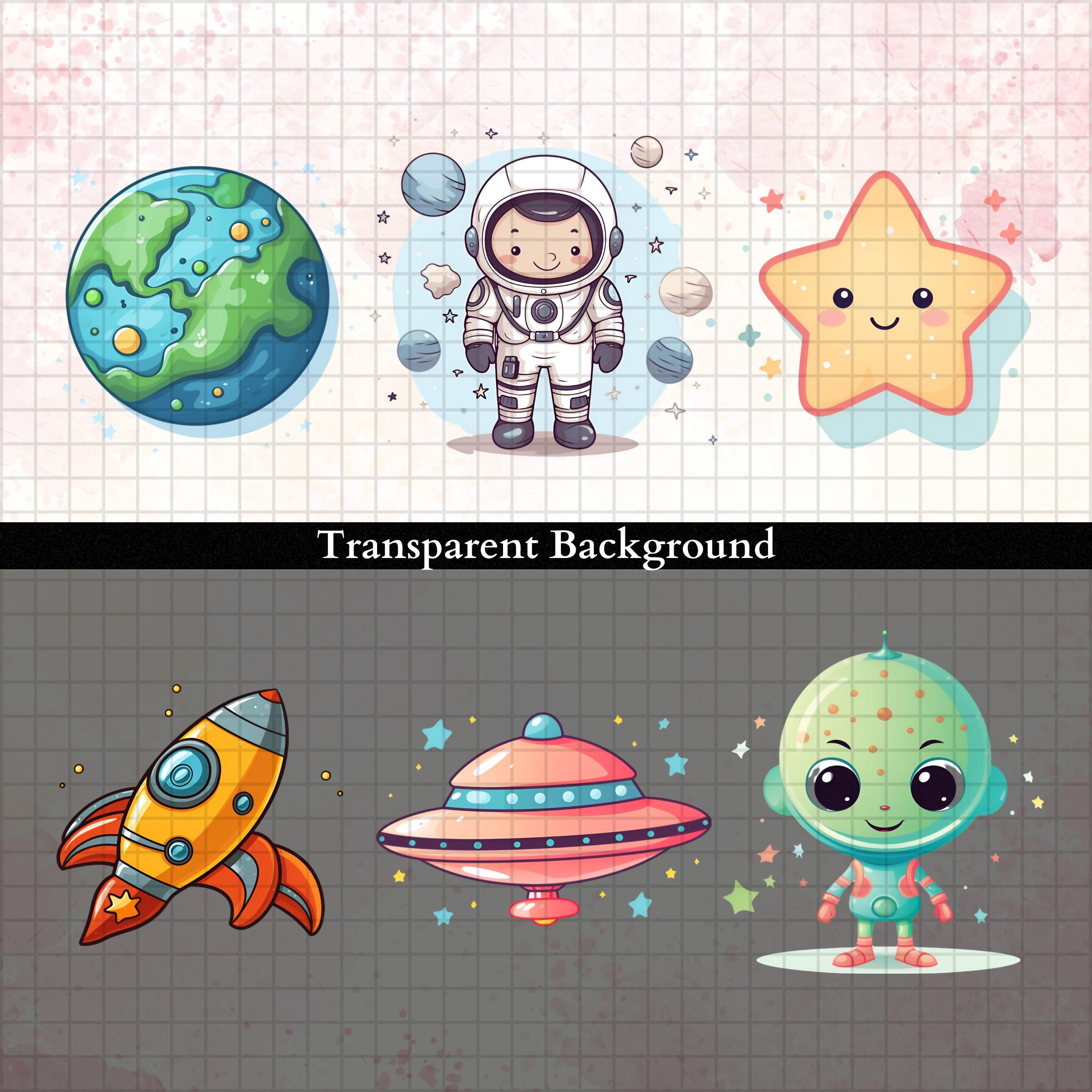Outer Space Clipart Pastel Cute Space Kawaii Galaxy - Etsy