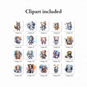 Space Animal Clipart, Watercolor, Kawaii, Cute Space, Galaxy Clipart ...