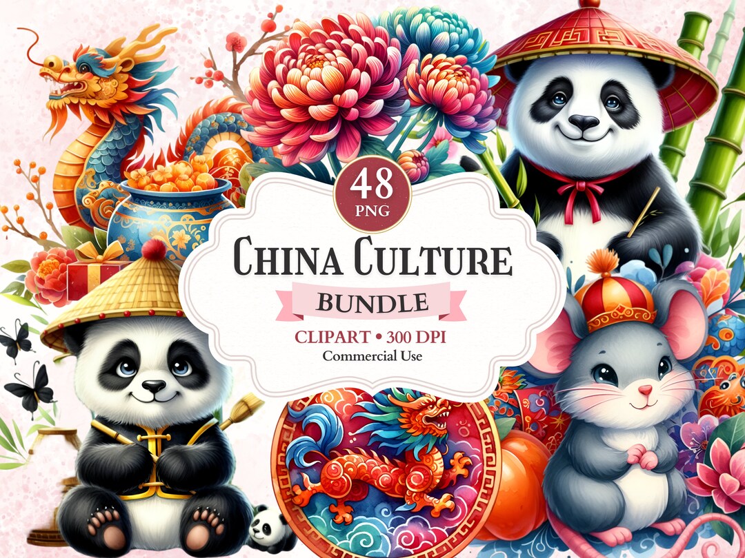 China Culture Clipart Bundle, Dragon Vector, Chinese Lantern ...