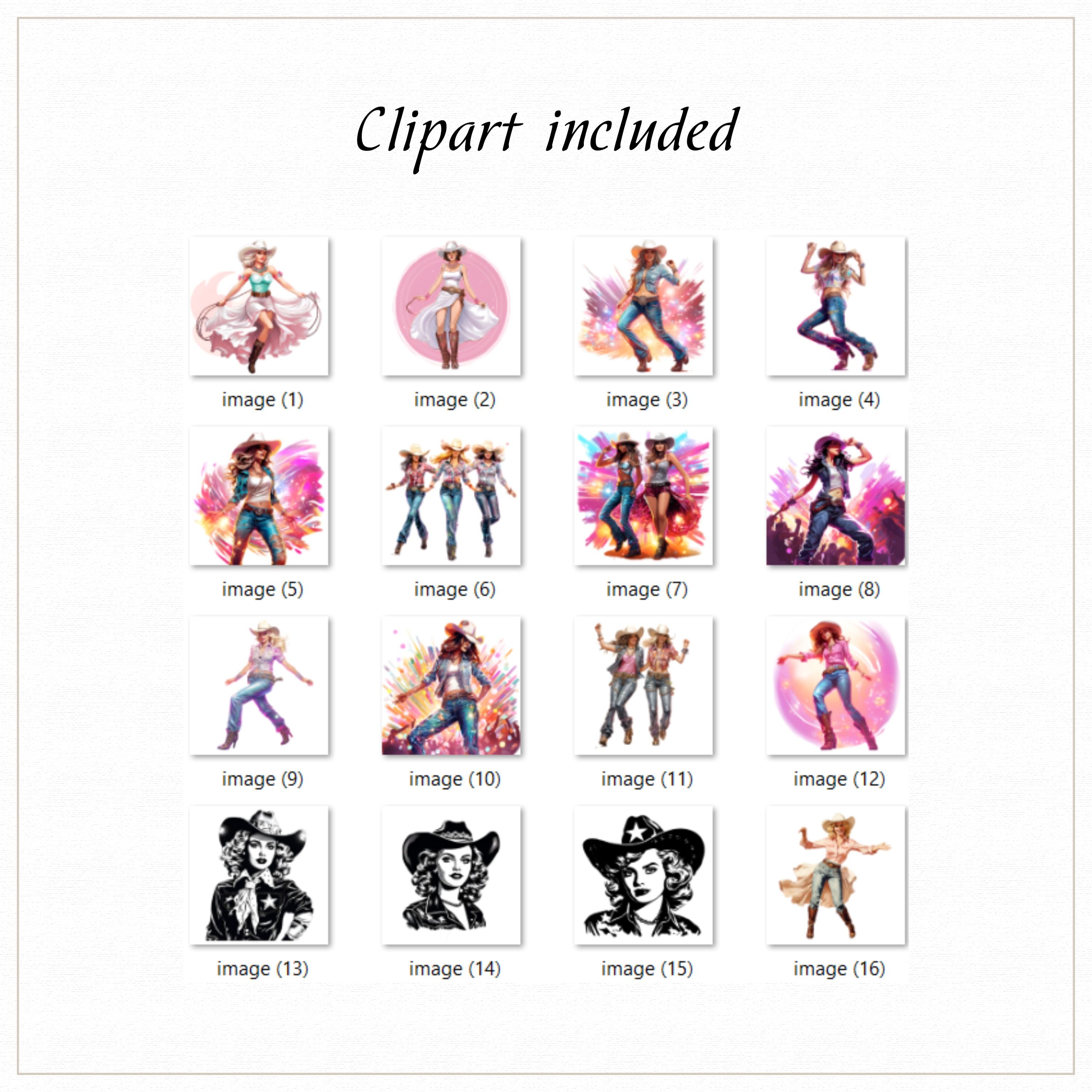 Disco Cowgirl Clipart, Cowgirl Party, Disco Dancer Silhouette, Disco ...
