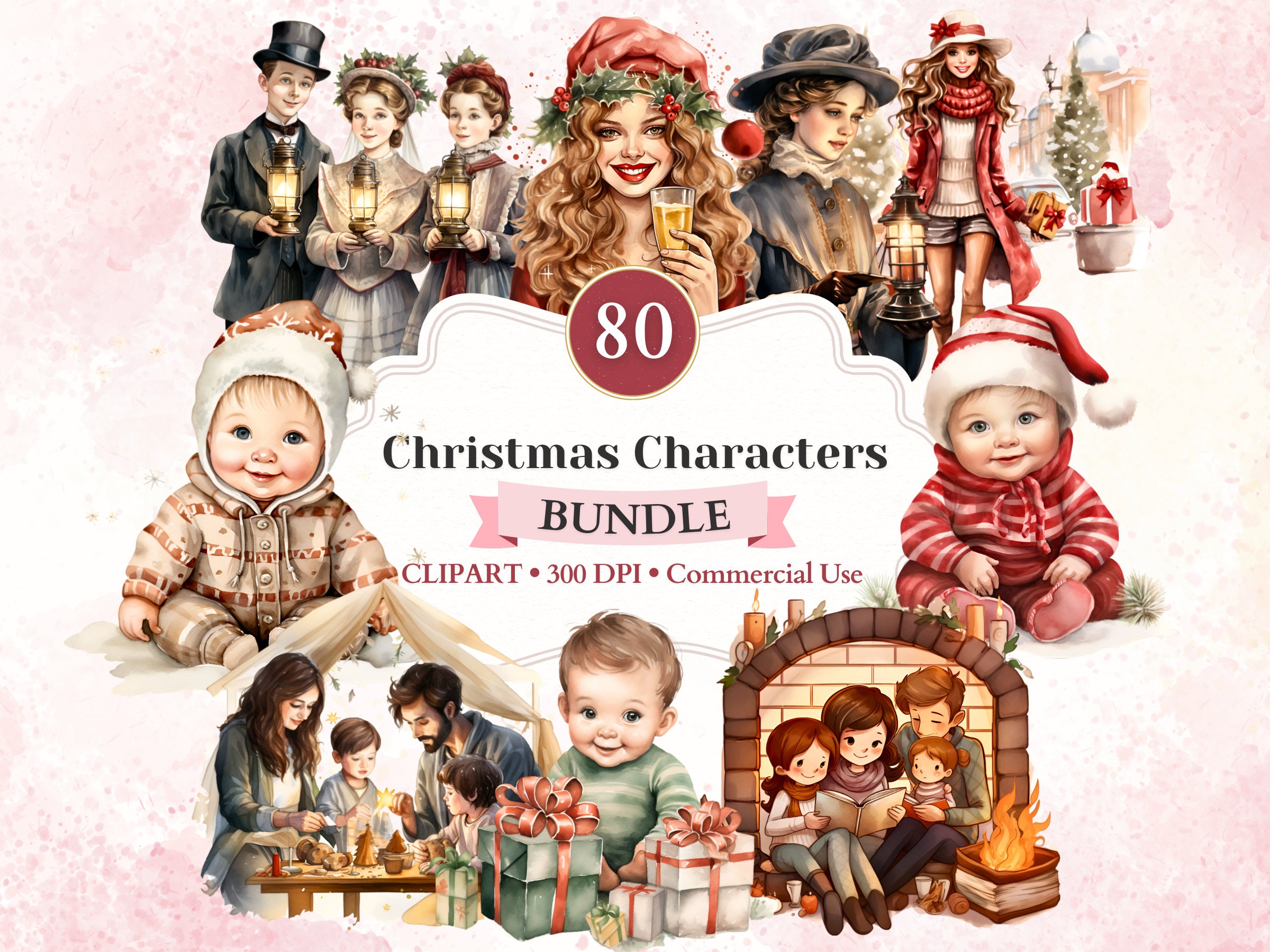 Christmas Characters Clipart Bundle Cute Christmas Clipart - Etsy