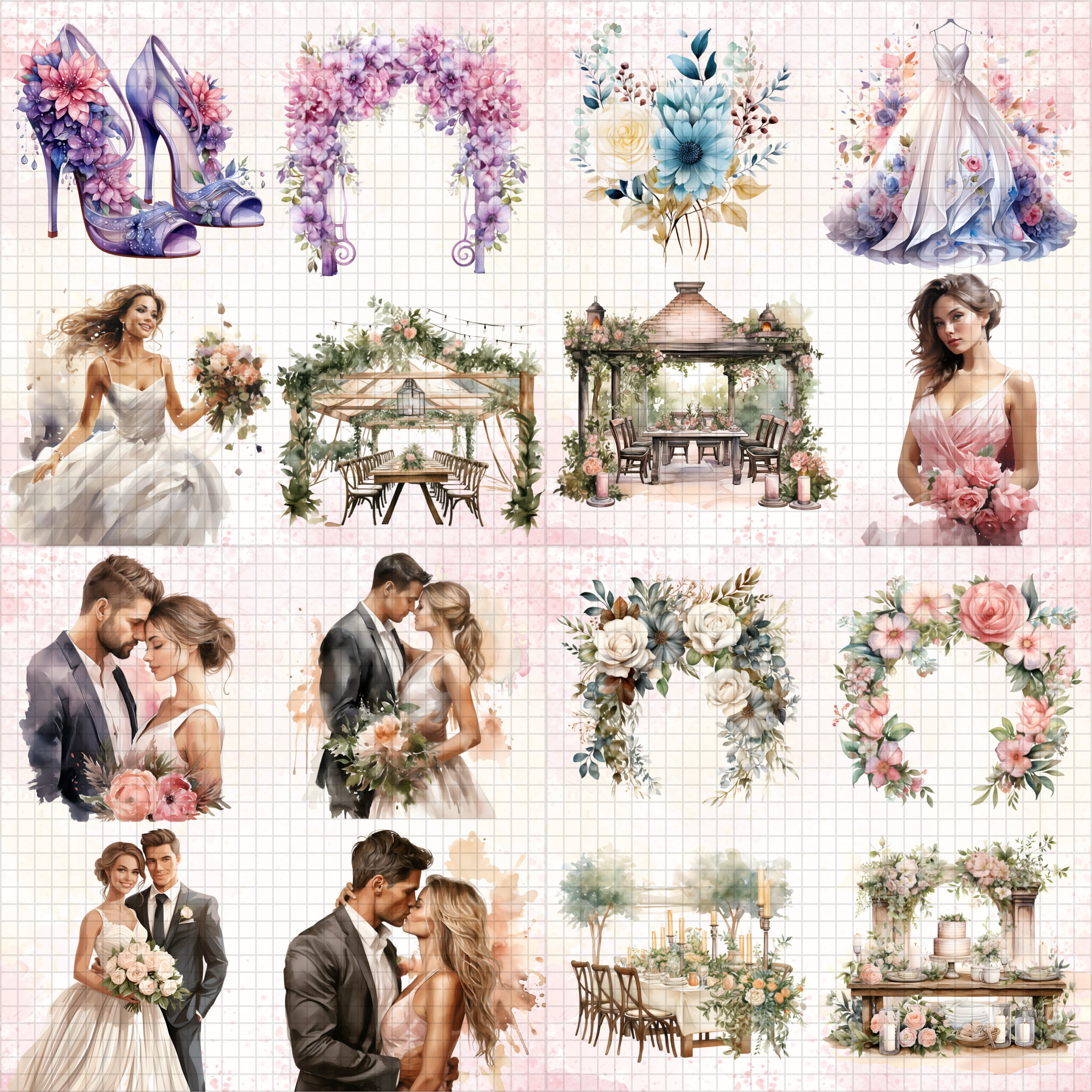 Enchanting Wedding Day Clipart Bundle Wedding Set Clipart - Etsy
