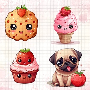 Kawaii Strawberry Food Clipart, Cute Strawberry, Kawaii Fruit ...