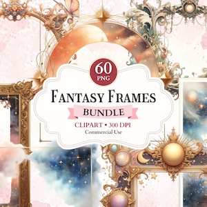 Fantasy Frames Clipart Bundle, Antique Gold Frames Png, Fairy Tale ...