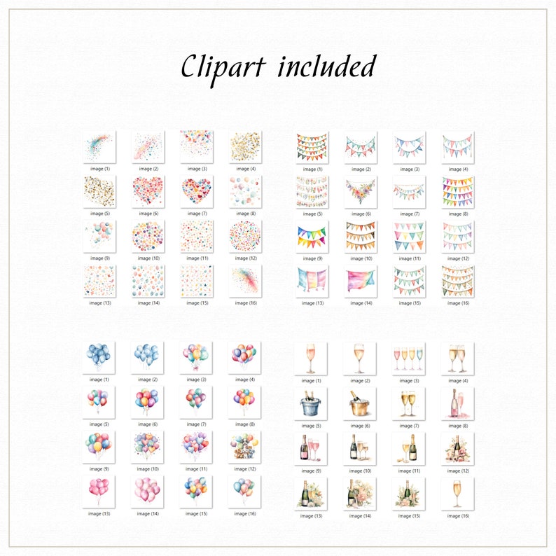 Celebration Clipart Bundle Champagne Balloon Confetti - Etsy