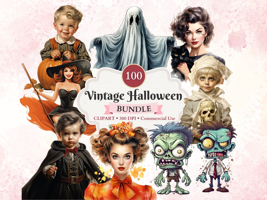 Vintage Halloween Clipart Bundle Halloween Night Crafting - Etsy