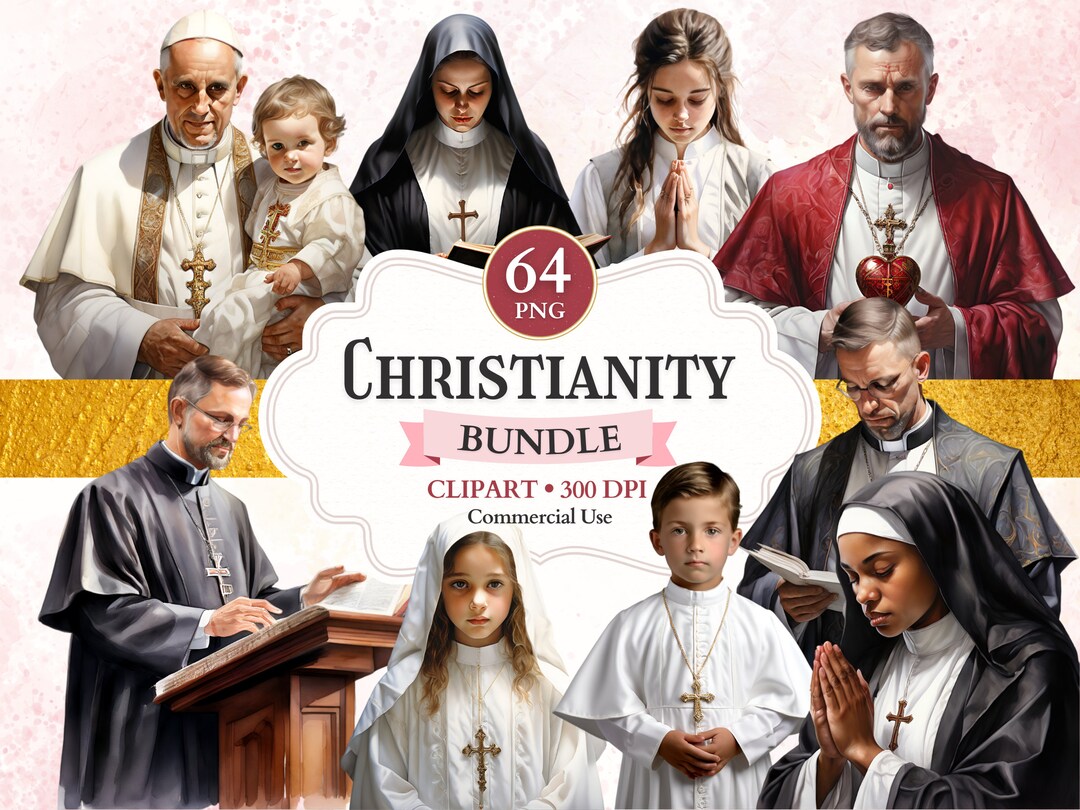 Christianity Clipart Bundle, Nun Graphics, Holy Man, Priest, Christian ...