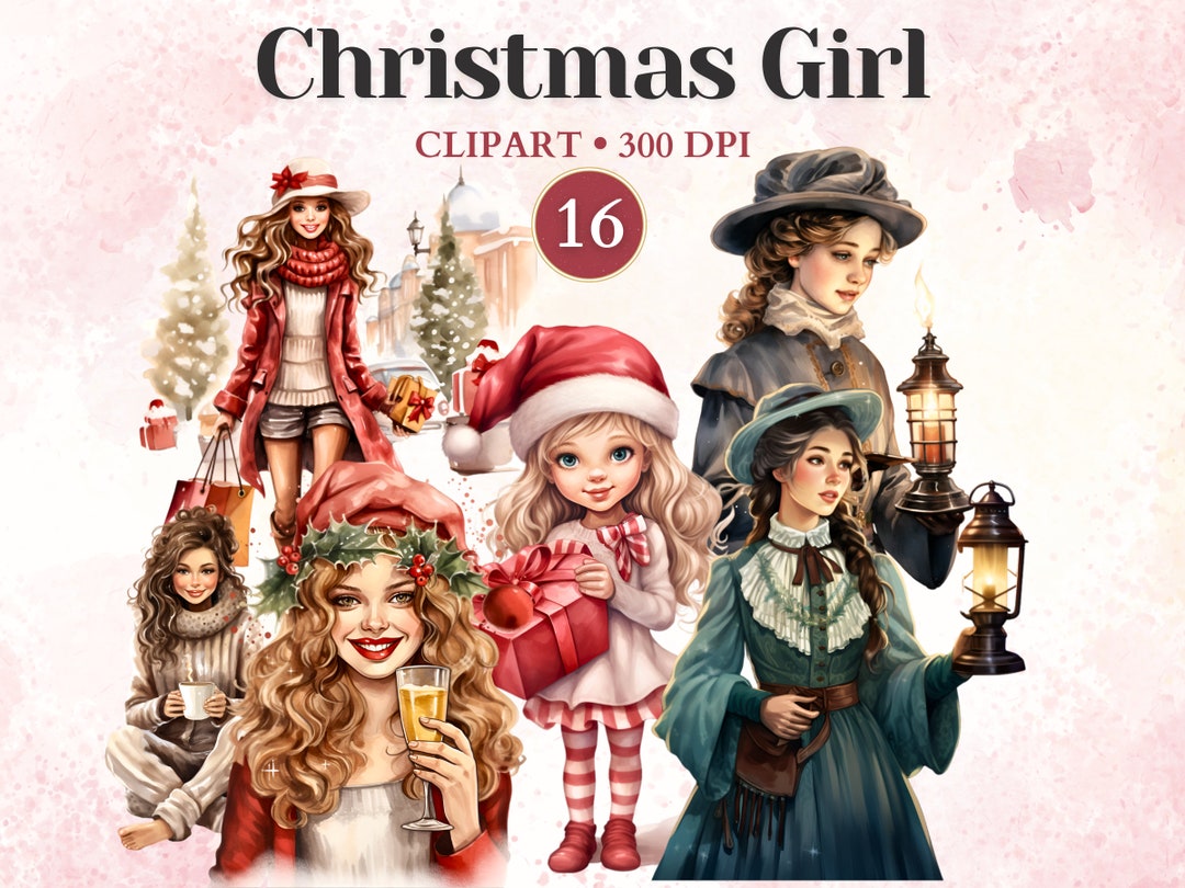 Christmas Girl Clipart Christmas Clipart Santa Girl Merry - Etsy