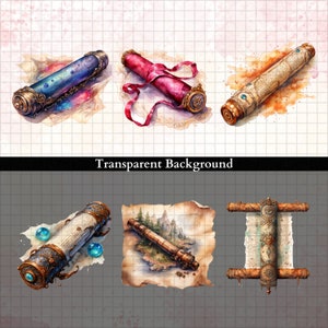 Magic Scroll Clipart, Watercolor, Sorcery Clipart, Witchcraft, Witch ...