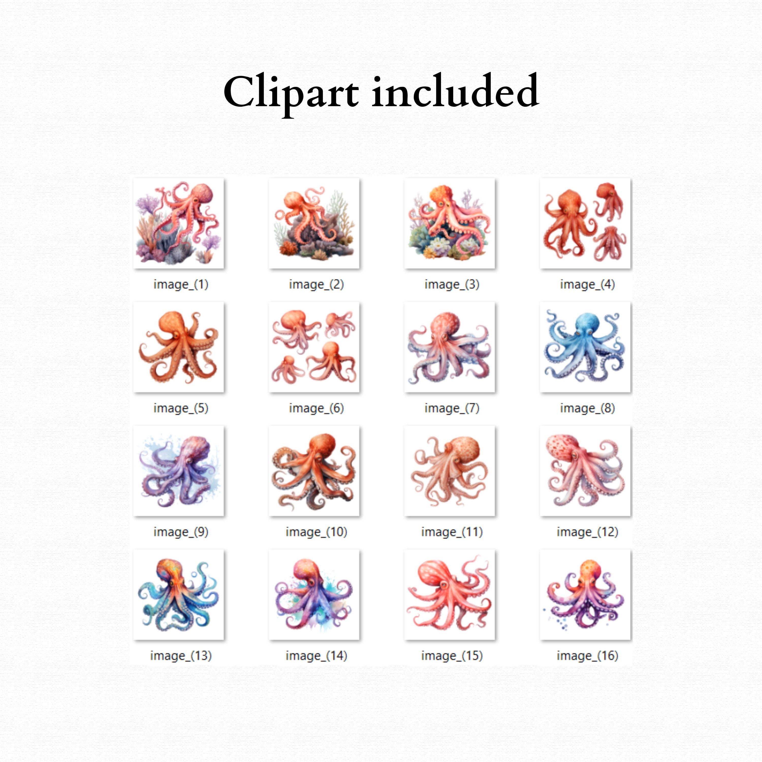 Octopus Clipart, Octopus Png, Fish Clipart, Fish Silhouette, Fish ...