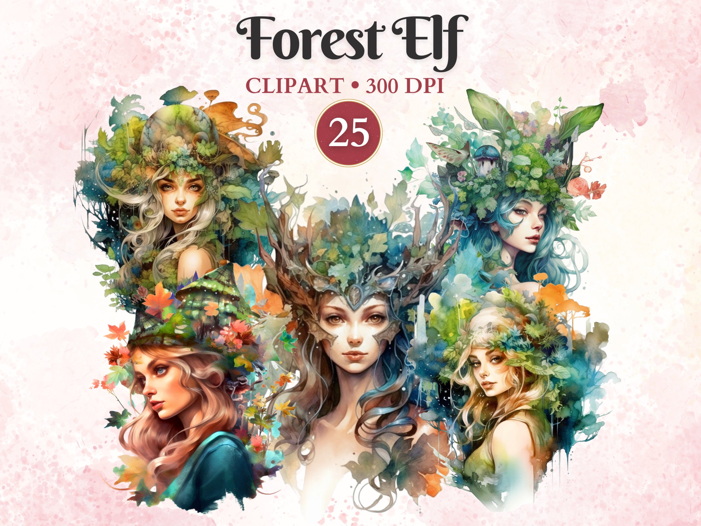 Forest Elf Clipart, Magical Forest, Elf Princess, Elves Watercolor Png ...